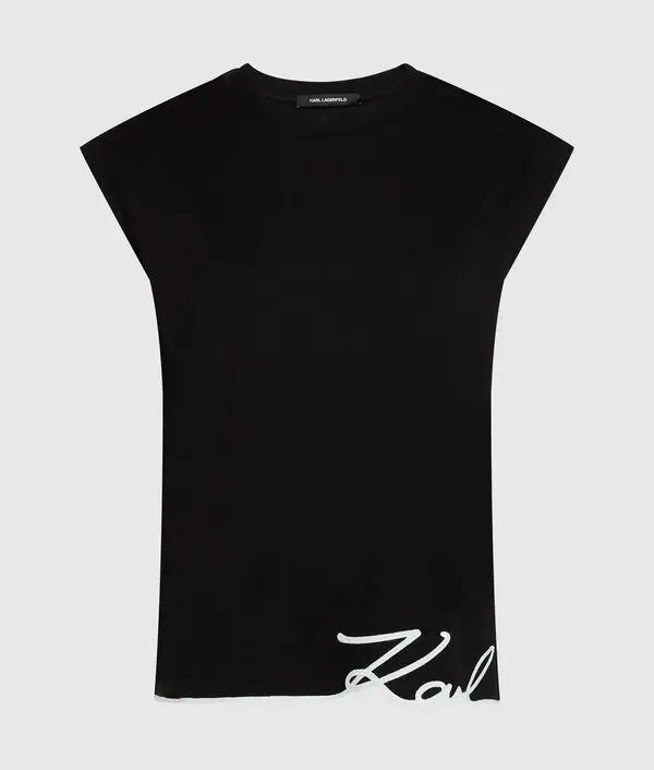 Karl Lagerfeld Signature Embroidery Tank Top - Black