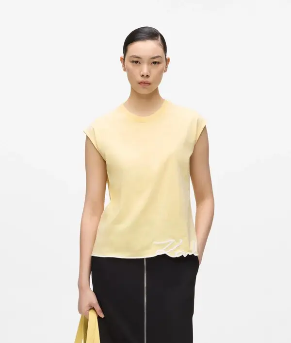 Karl Lagerfeld Signature Embroidery Tank Top - Sunlight