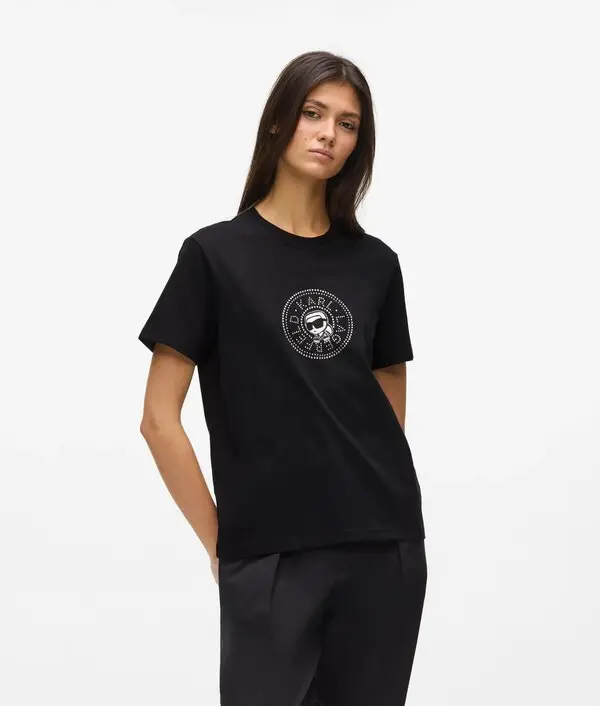 Karl Lagerfeld Ikon Circle Logo T-shirt - Black