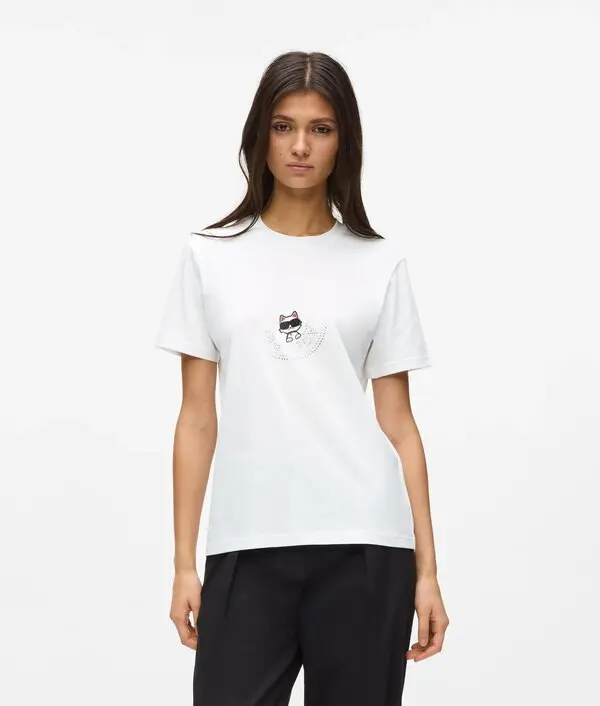 Karl Lagerfeld Ikon Circle Logo Organic Cotton T-shirt - White