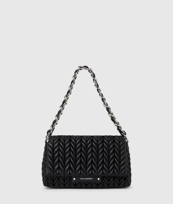 Karl Lagerfeld K/weave Flap Shoulder Bag - Black-nickel