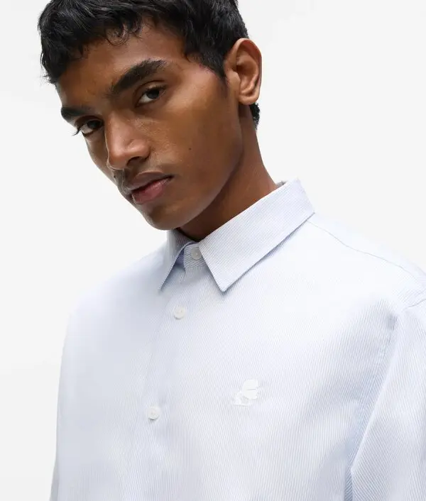 Karl Lagerfeld Kameo Classic Cotton Shirt - White Blue Micro Stripe
