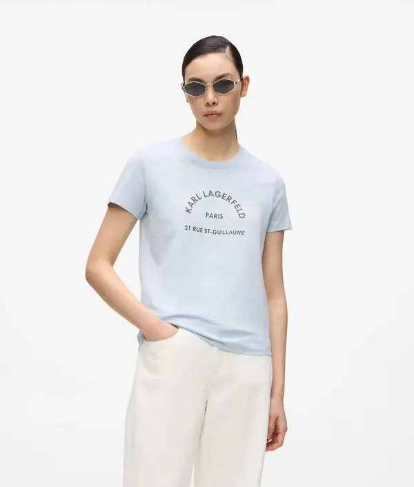Karl Lagerfeld Slim-fit Rue St-guillaume Glitter T-shirt - Kentucky Blue
