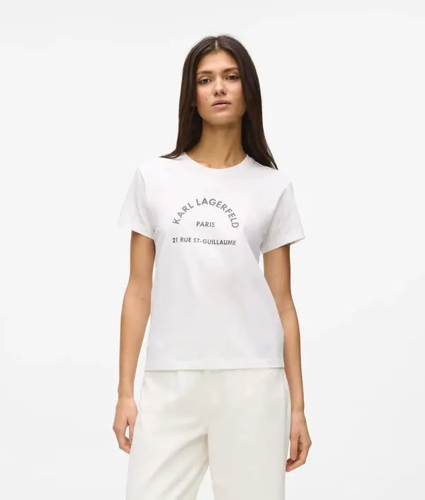 Karl Lagerfeld Slim Fit Rue St-guillaume Glitter T-shirt - White