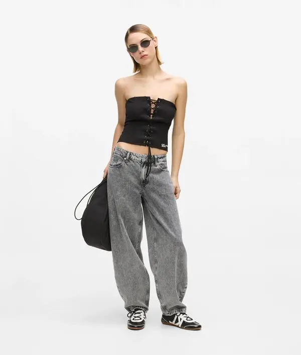KL JEANS Jeans Strapless Lace-up Corset Top