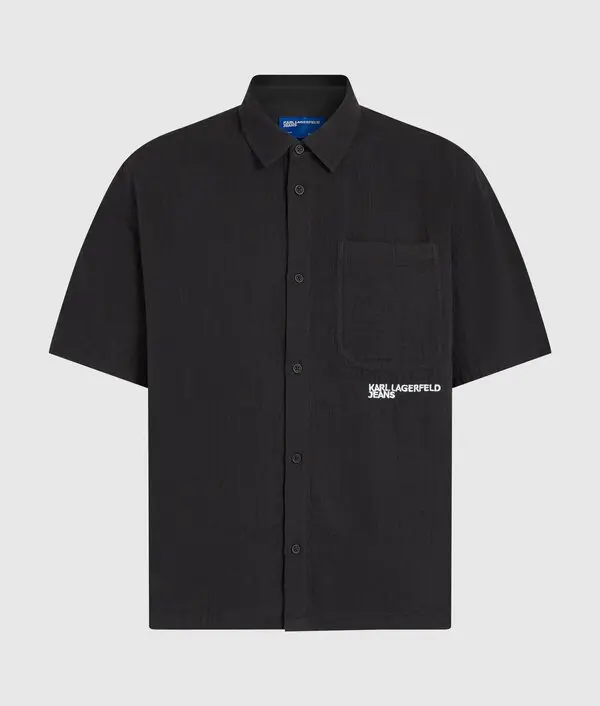 KL JEANS Short-sleeved Crinkled Shirt - Black