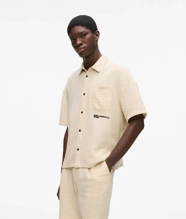 KL JEANS Short-sleeved Crinkled Shirt - Whitecap Grey