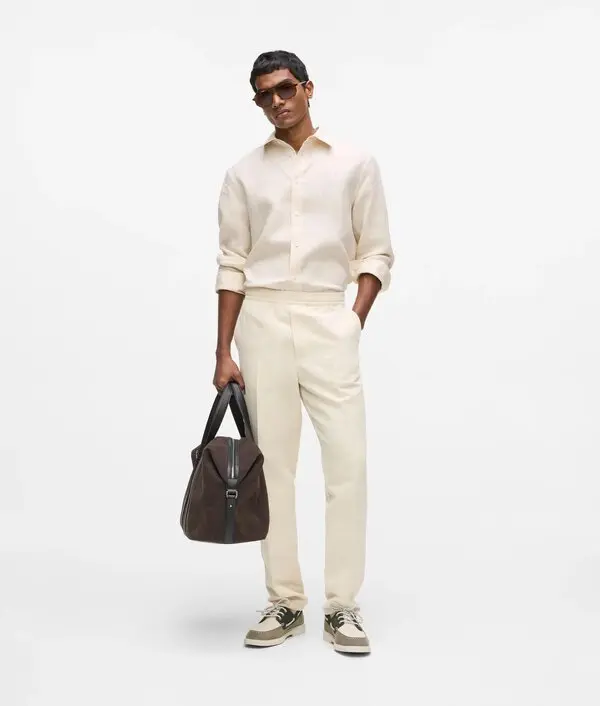 Karl Lagerfeld Linen Blend Suit Pants - Natural