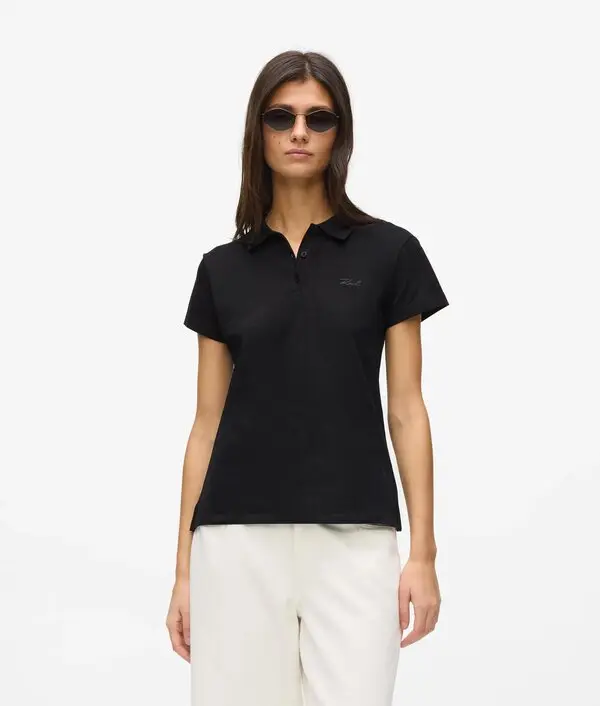 Karl Lagerfeld Slim Fit Organic Cotton Piqué Polo Shirt - Black