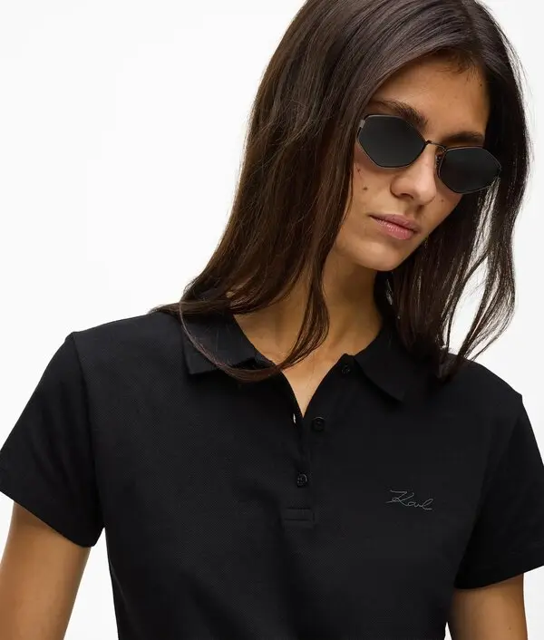 Karl Lagerfeld Slim Fit Piqué Polo - Black
