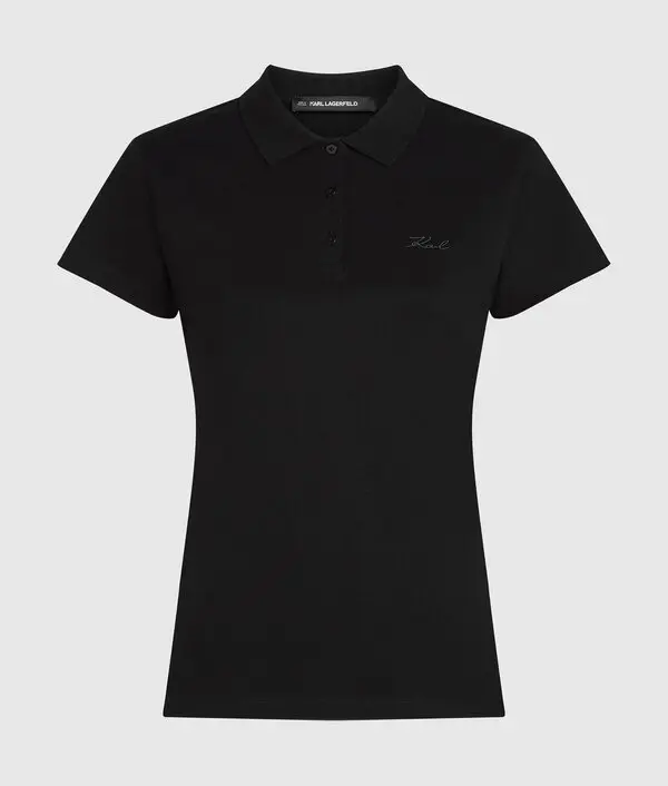 Karl Lagerfeld Slim Fit Piqué Polo - Black
