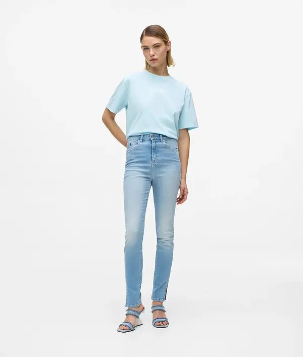KL JEANS Split-hem High-rise Skinny Jeans - Bright Blue