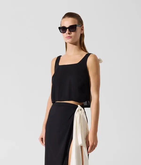 Karl Lagerfeld Sleeveless Beach Top With Signature Bows