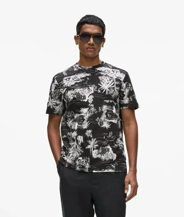 Karl Lagerfeld Villa La Vigie Print T-shirt - Black