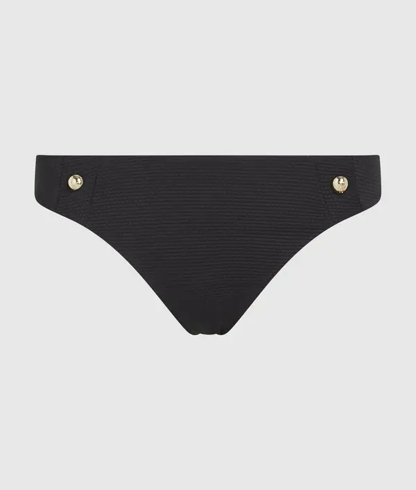 Karl Lagerfeld Gold Button Bikini Bottoms - Black