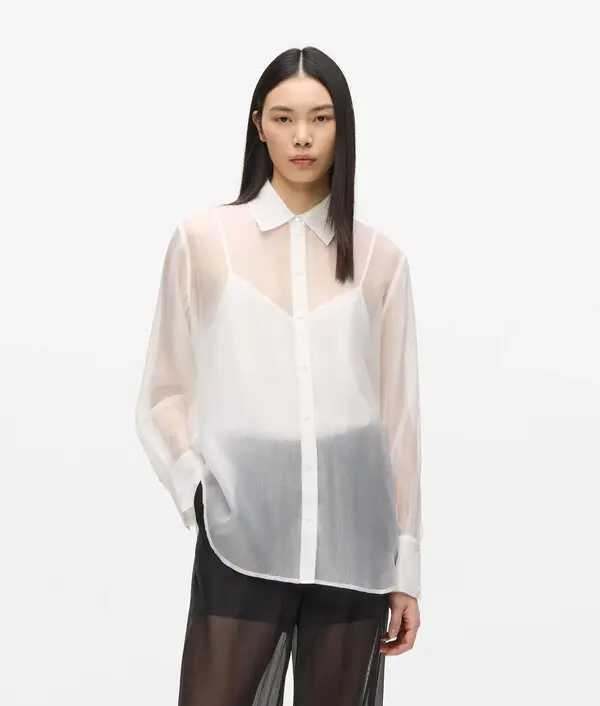 Karl Lagerfeld Sheer Organza Blouse - White