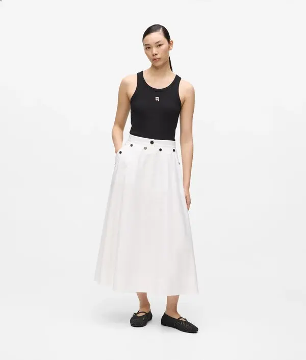 Karl Lagerfeld Ribbed Ikon Tank Top - Black