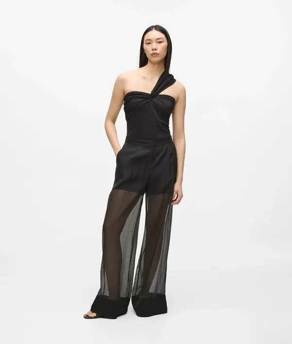 Karl Lagerfeld Organza Wide-leg Pants - Black