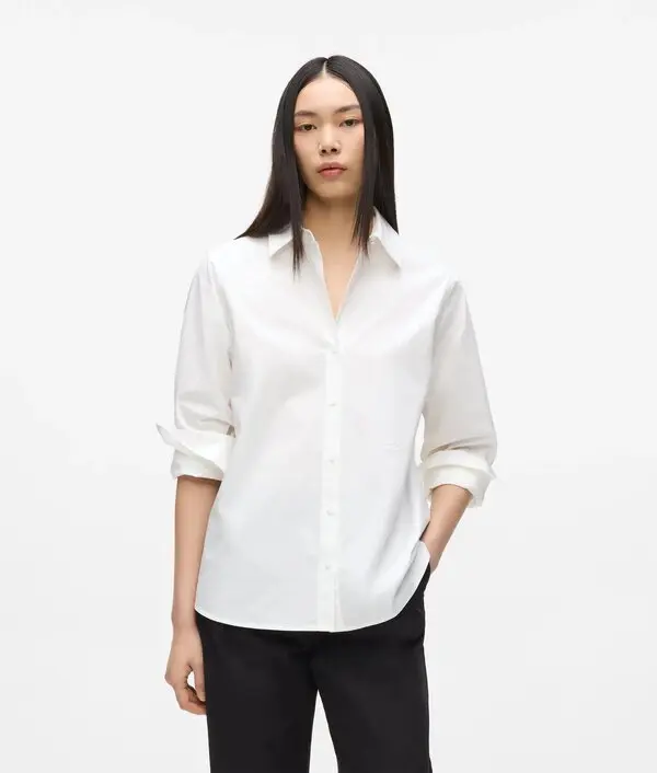 Karl Lagerfeld Classic Relaxed Poplin Shirt - White