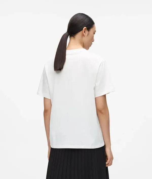 Karl Lagerfeld Organic Cotton T-shirt With Tonal Embroidery - White