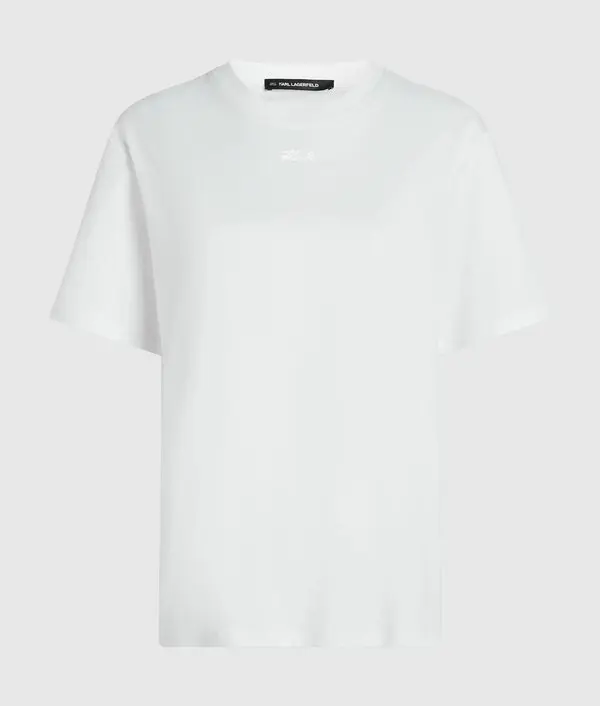 Karl Lagerfeld Organic Cotton T-shirt With Tonal Embroidery - White
