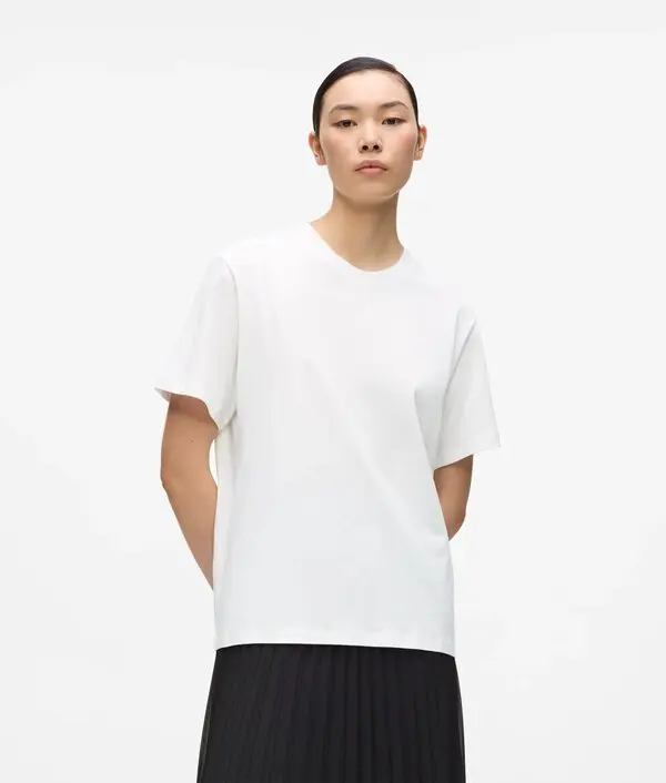 Karl Lagerfeld Organic Cotton T-shirt With Tonal Embroidery - White