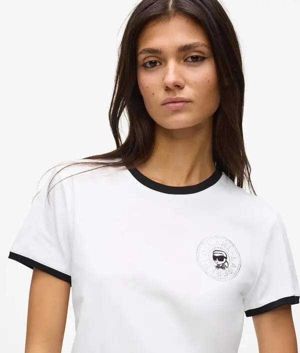 Karl Lagerfeld Ikon Small Circle Logo T-shirt - White/black