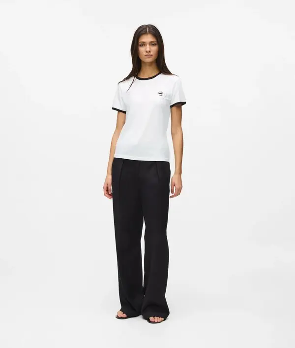 Karl Lagerfeld Ikon Small Circle Logo T-shirt - White/black