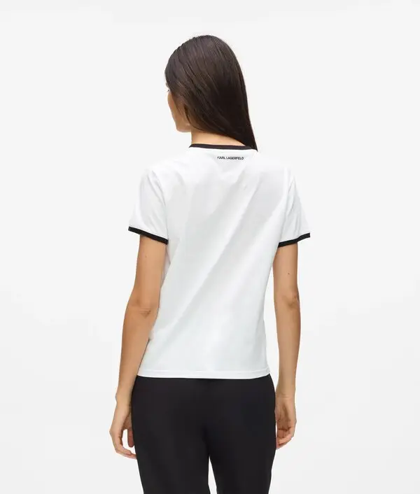 Karl Lagerfeld Ikon Small Circle Logo T-shirt - White/black