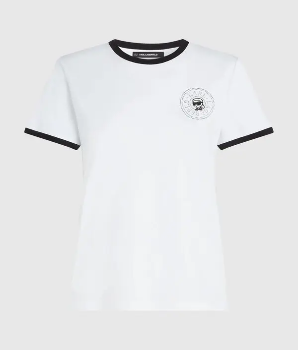 Karl Lagerfeld Ikon Small Circle Logo T-shirt - White/black