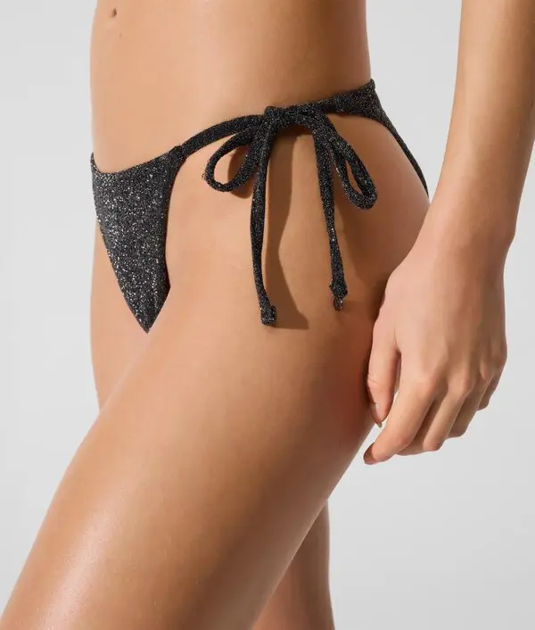Karl Lagerfeld Signature Tanga Bikini Bottoms - Black