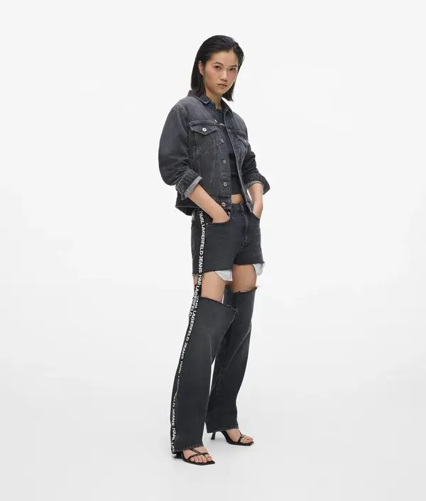 KL JEANS Jeans High-rise Cut-out Straight Jeans - Washed Black
