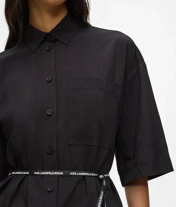 KL JEANS Short-sleeved Shirt With Tie Waist - Black