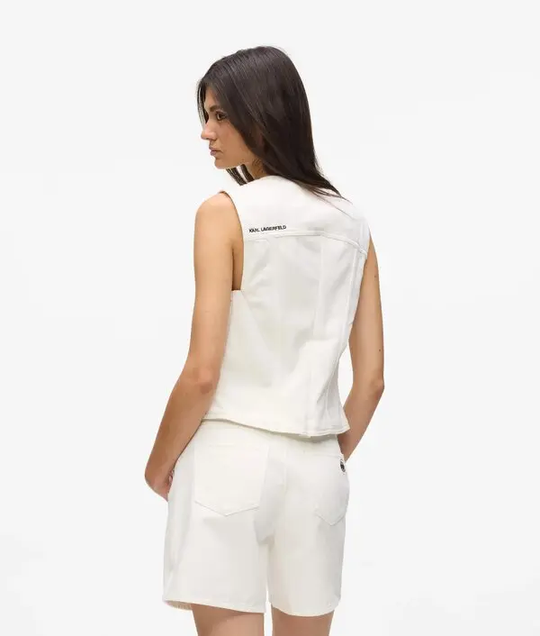 Karl Lagerfeld Ikon" White Denim Waistcoat