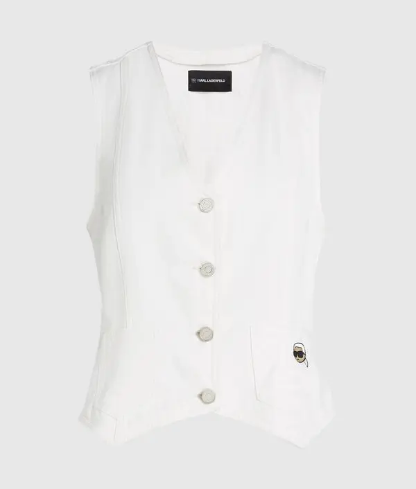 Karl Lagerfeld Ikon" White Denim Waistcoat