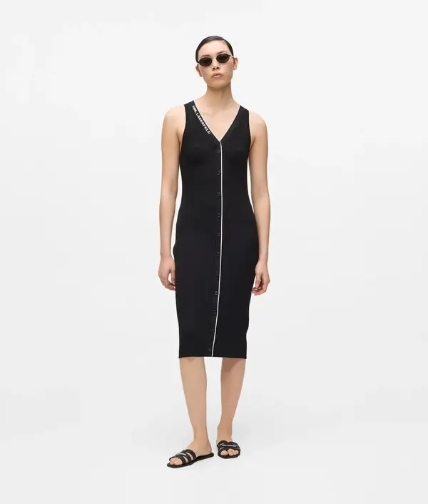 Karl Lagerfeld Logo Knit Dress - Black/white