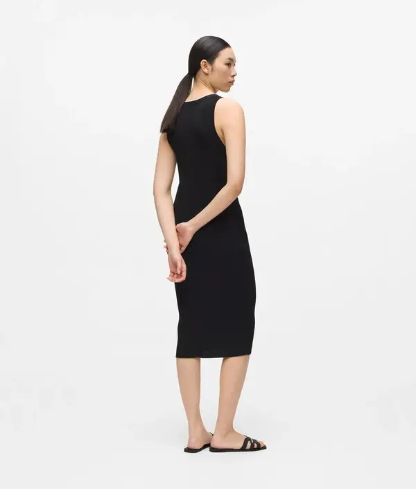 Karl Lagerfeld Sleeveless Logo Trim Knit Dress - Black/white