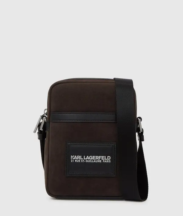 Karl Lagerfeld Faux Suede Crossbody Bag - Fudge