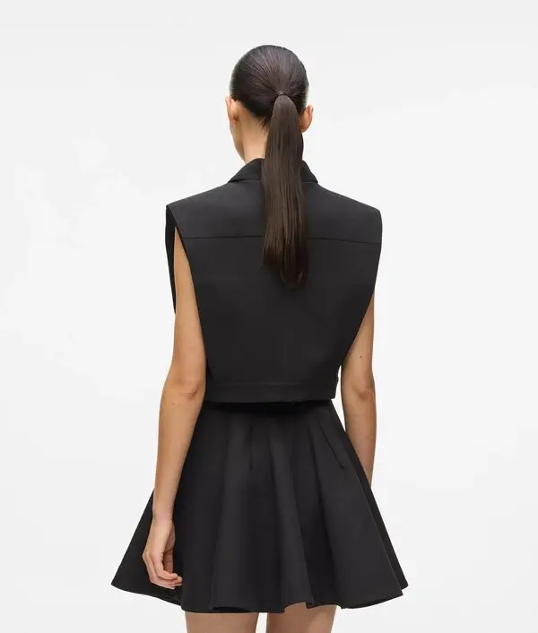 Karl Lagerfeld Cropped Gilet With Gold Button Detail