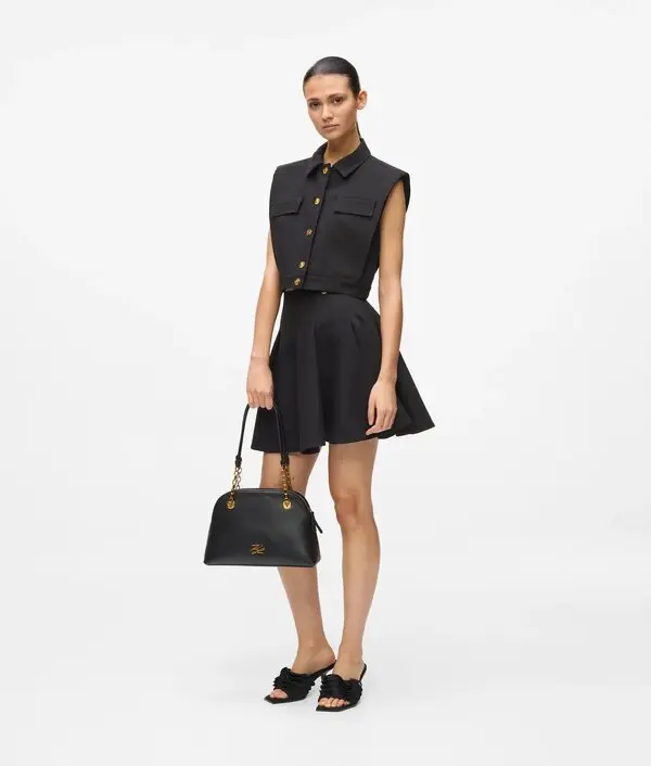 Karl Lagerfeld Cropped Gilet With Gold Button Detail