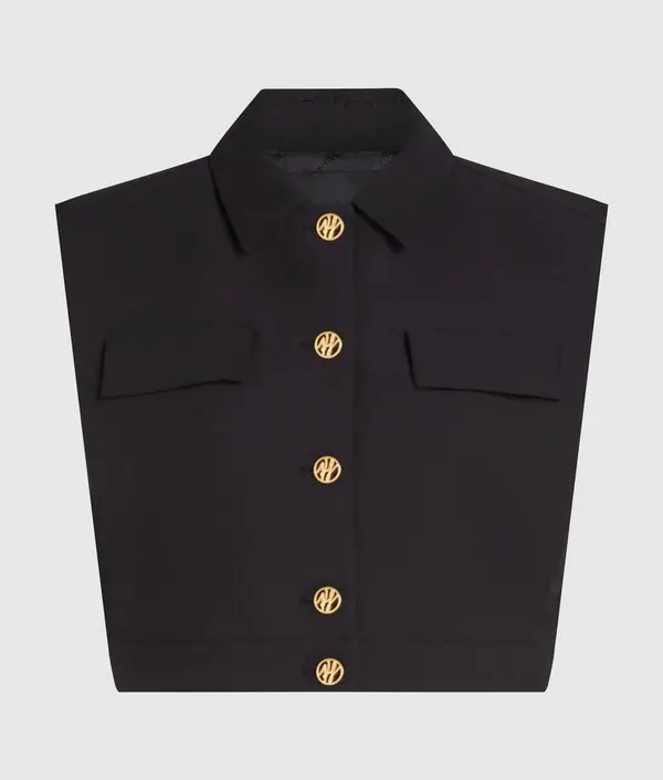 Karl Lagerfeld Cropped Gilet With Gold Button Detail