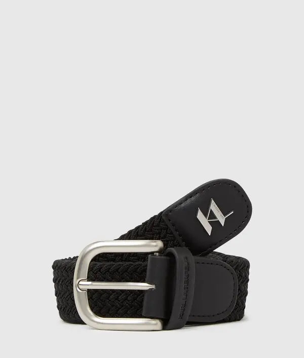 Karl Lagerfeld Monogram Woven Belt - Black