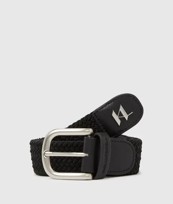 Karl Lagerfeld Monogram Woven Belt - Black