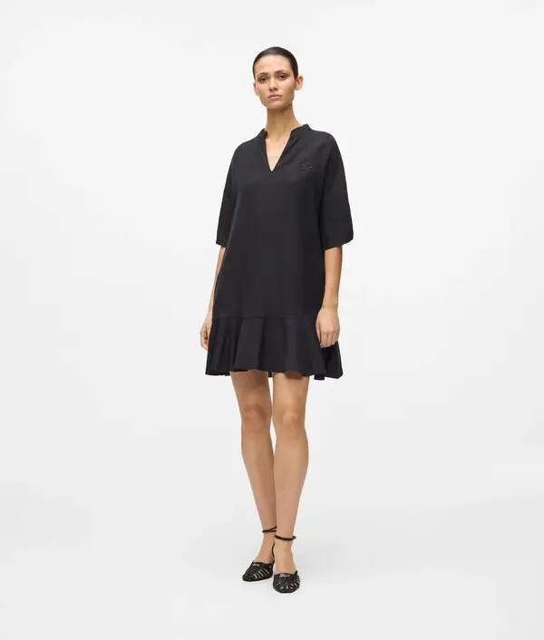 Karl Lagerfeld Linen Blend Peplum Hem Dress - Black