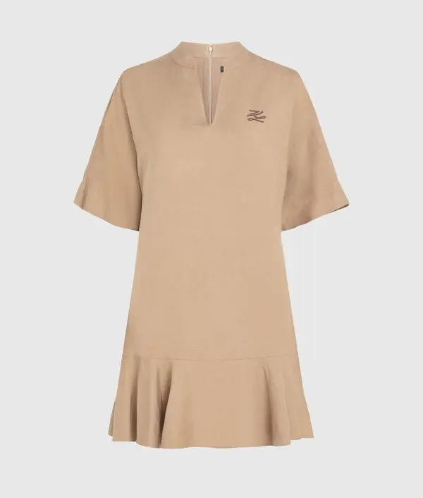 Karl Lagerfeld Linen Blend Shift Dress - Nougat