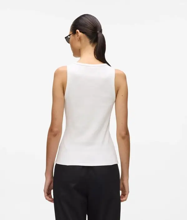 Karl Lagerfeld Signature Embroidery Tank Top - White