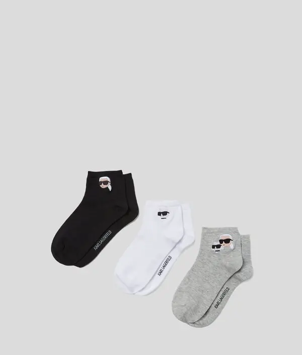 Karl Lagerfeld Ikon Short Socks – 3-pack - Black/white/grey