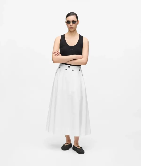 Karl Lagerfeld Button Detail A-line Skirt - White