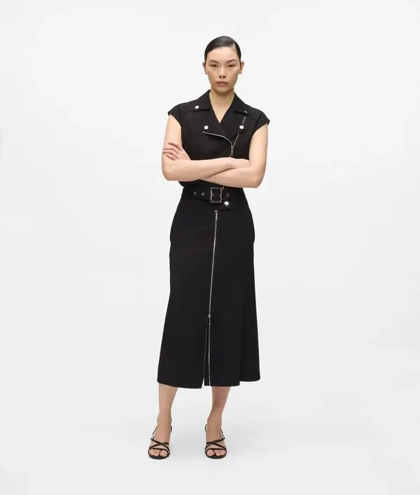 Karl Lagerfeld Jersey Biker Maxi Skirt - Black
