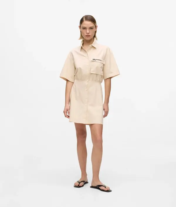 KL JEANS Jeans Short-sleeved Utility Dress With Cut-out Back - Whitecap Grey
